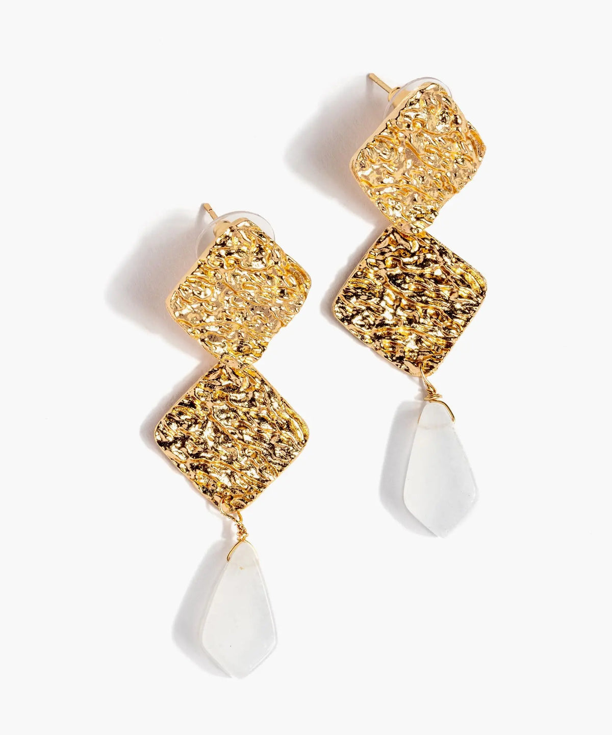 Aros Rombos Con Piedra Boho