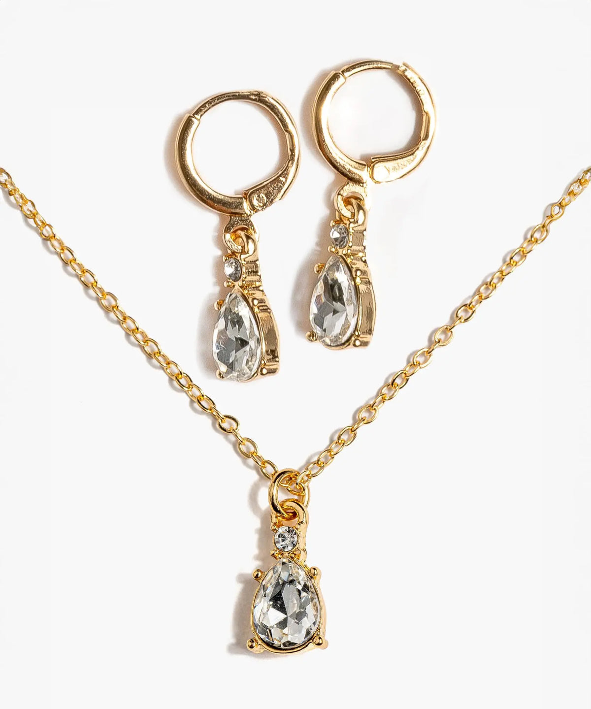 Set Collar Y Aros Gotas Strass