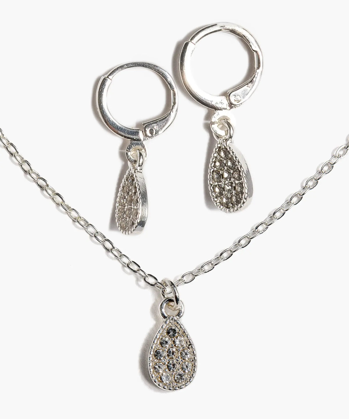 Set Collar Y Aros Gotas Brillantes